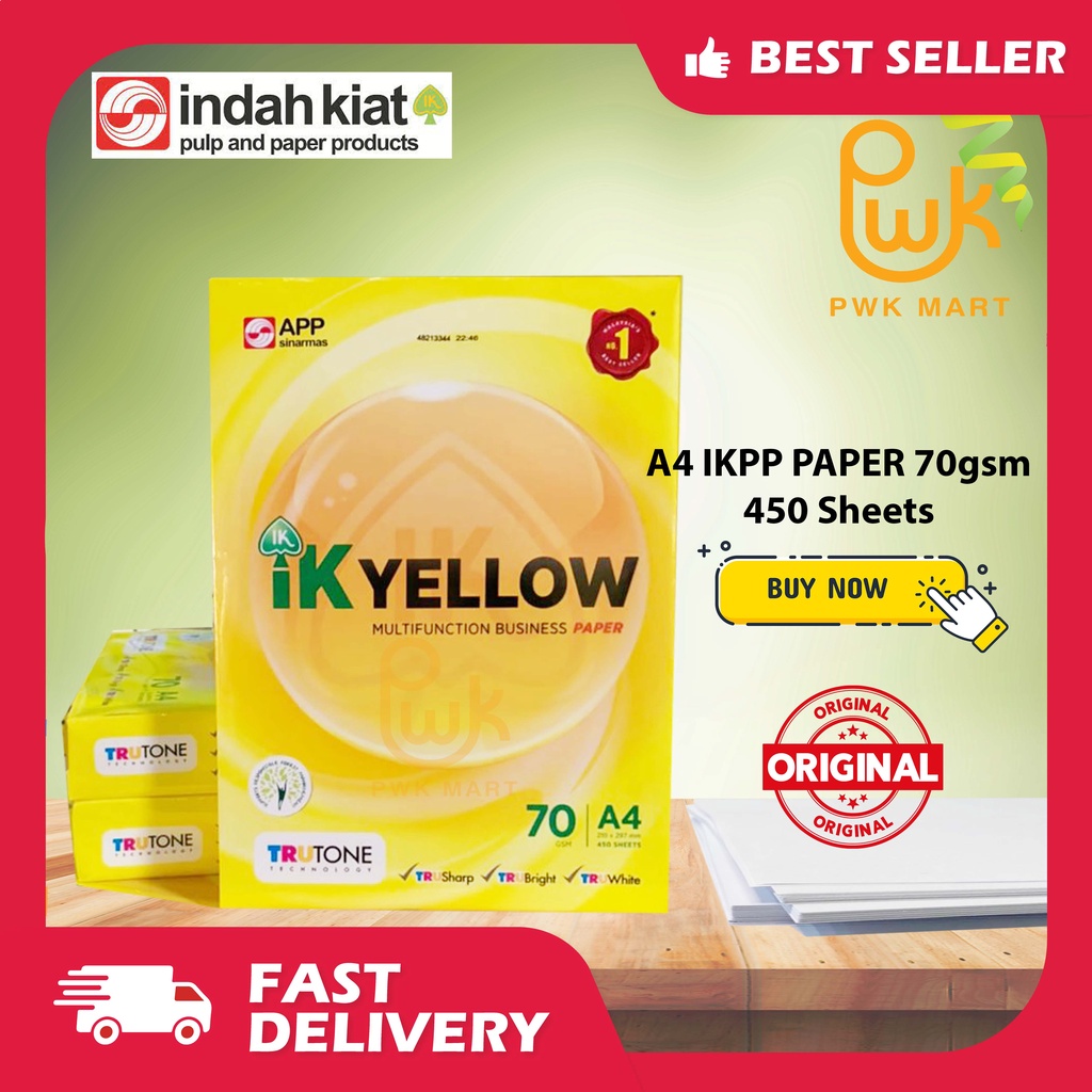 🔥ORIGINAL🔥IKPP / IK YELLOW A4 Paper 70gsm Copier Paper 450's🔥READY ...