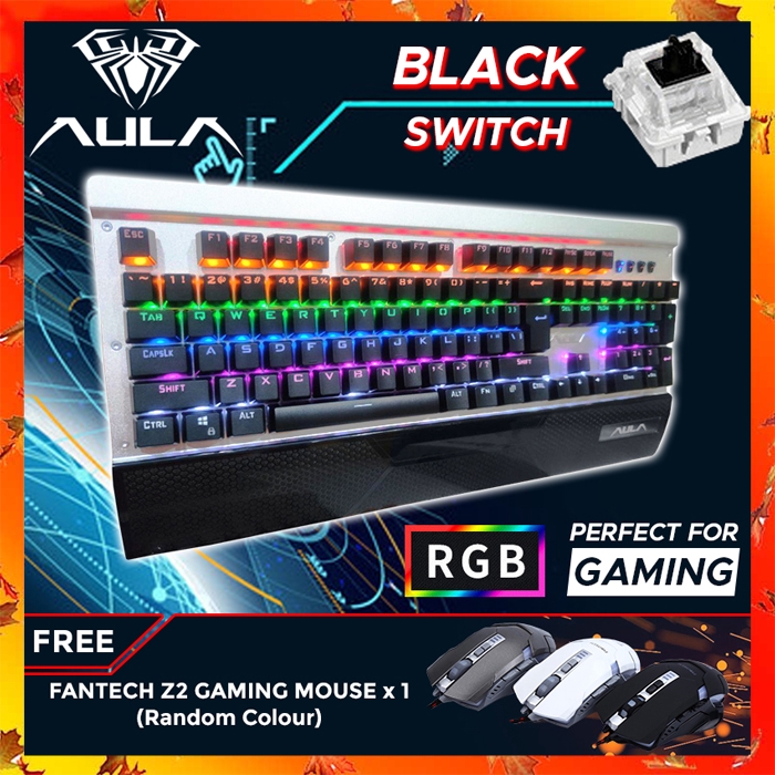 Aula Defender RGB Mechanical Gaming Keyboard LED Backlit Keyboard Black ...
