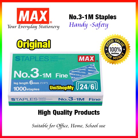 (Original) MAX No.3-1M Staples - Bullet - Stapler - sBox | Shopee Malaysia