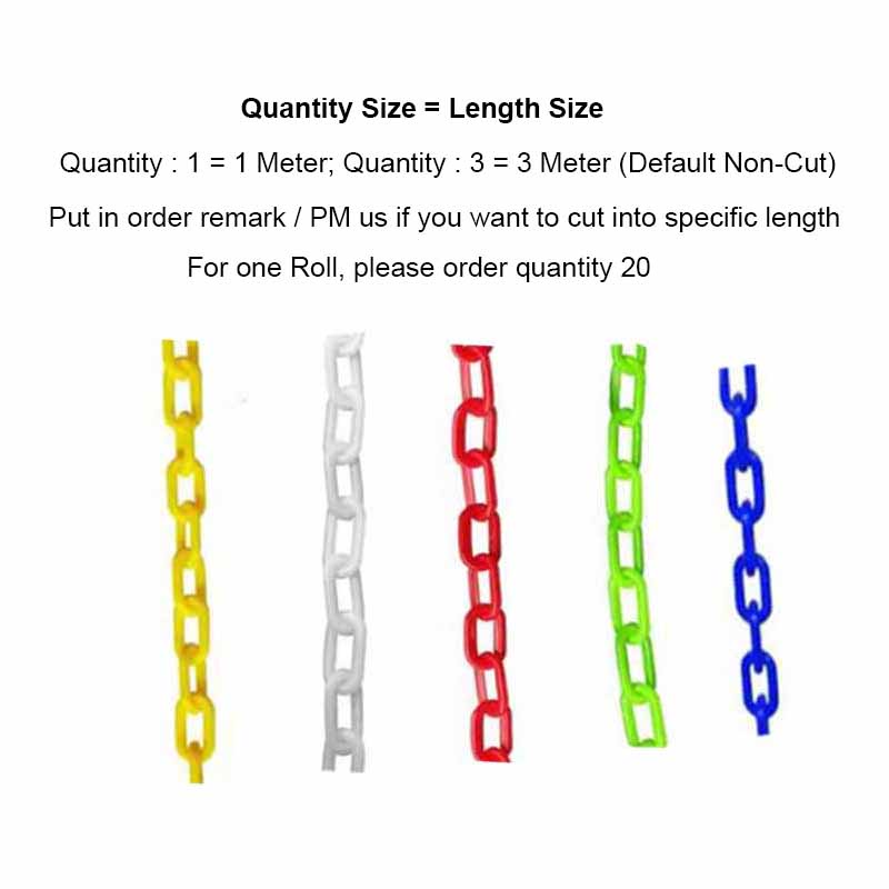 PVC Plastic Chain 6mm / 8mm Red White Yellow Green Blue / Rantai ...