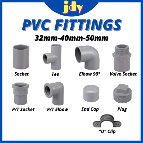 PVC Pipe Fitting Paip PVC Connector Socket Elbow Tee Valve Socket Plug End Cap U Clip PT Socket ...