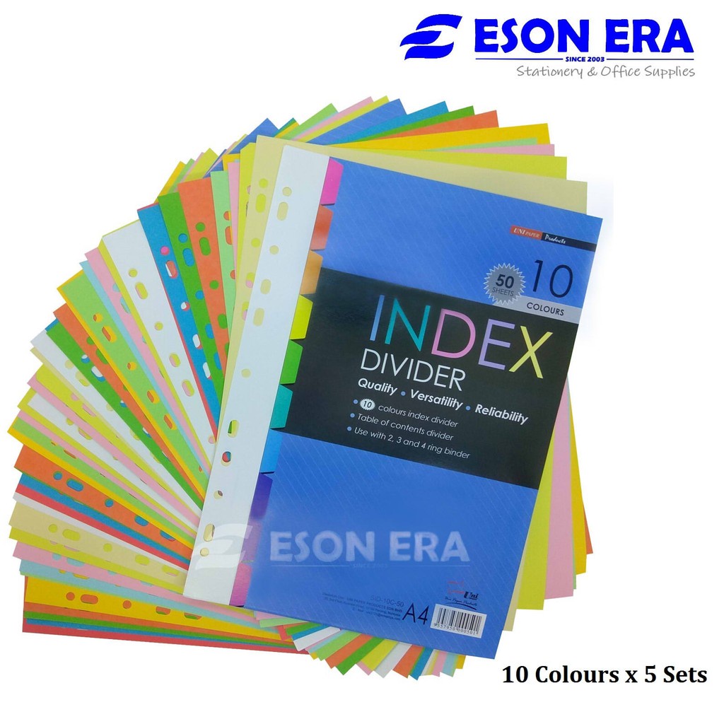 Uni Index Divider A4 (Paper) Colour Index Divider / File Filing ...