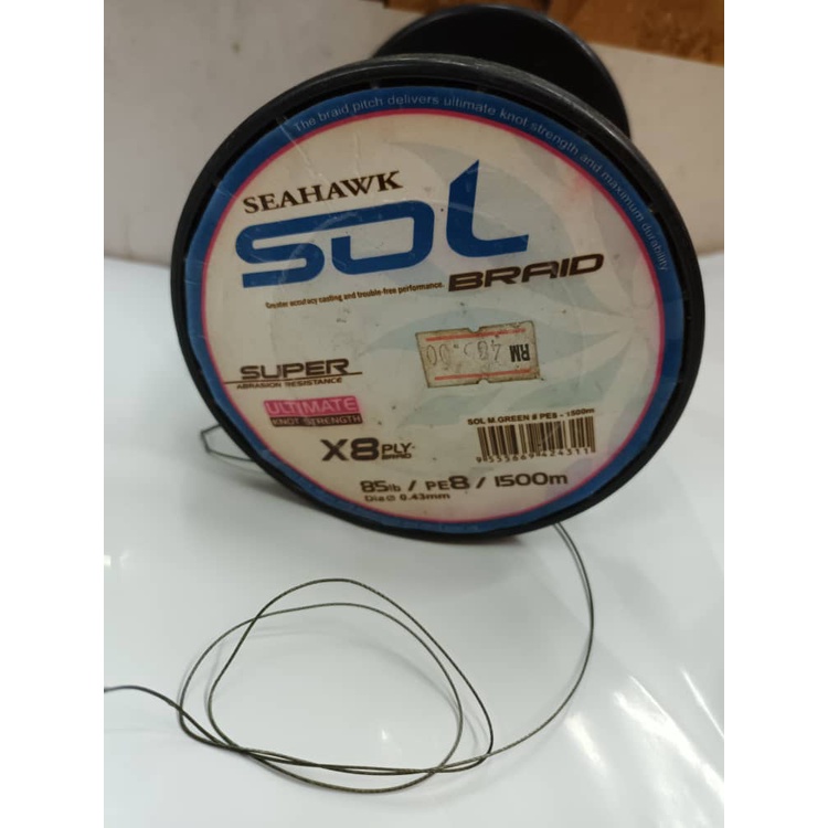 SEAHAWK SOL BRAIDED X8 LINE PERABUT (1 METER) 85LB | Shopee Malaysia