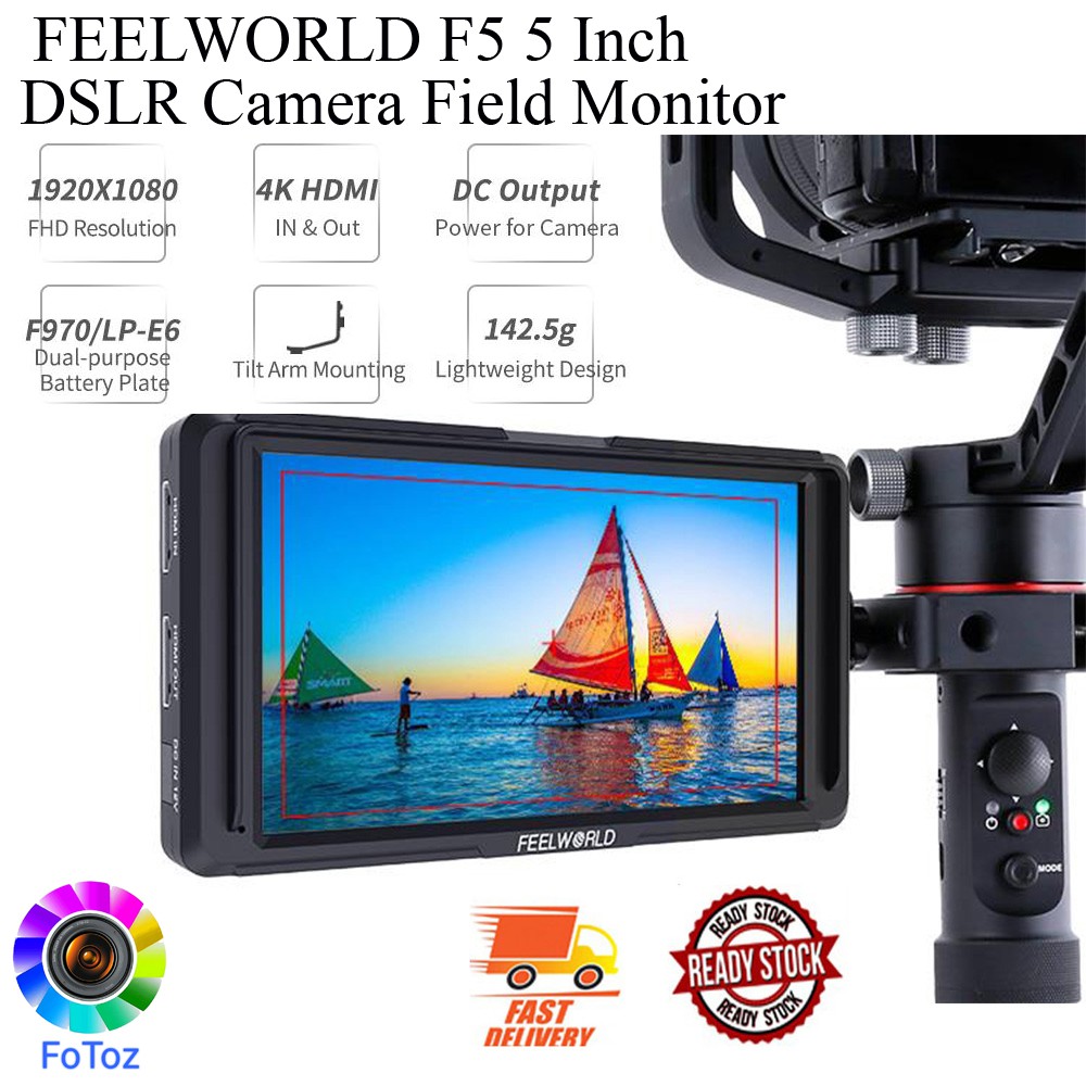 FEELWORLD F5 5 Inch DSLR Camera Field Monitor IPS Full HD 1920x1080 ...
