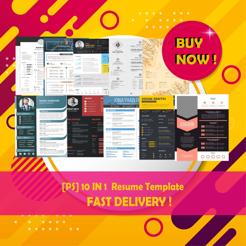 [PS] 10 FLEXIBLE ELEGANT RESUME IN 1 | ADOBE PHOTOSHOP | Shopee Malaysia