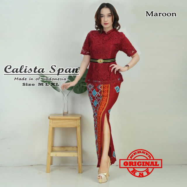 Kebaya set calista ( kebaya/lapis furing + skirt/kain + belt ) | Shopee ...