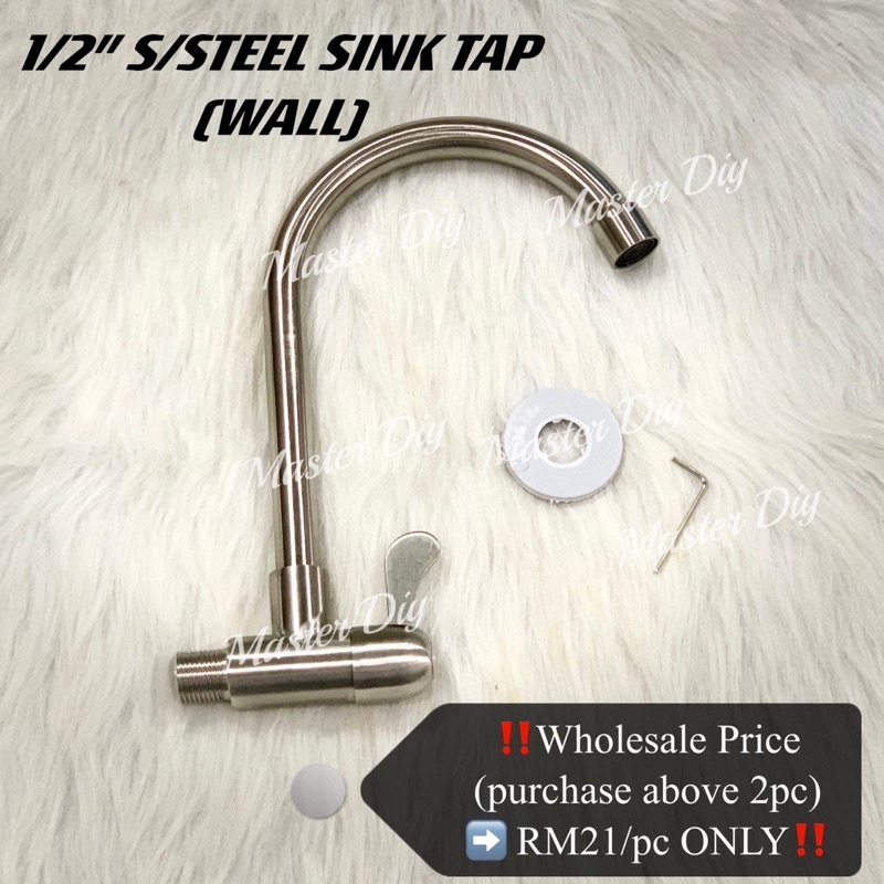 ‼️READY STOCK‼️1/2” SUS 304 STAINLESS STEEL SINK TAP (WALL) / KITCHEN ...