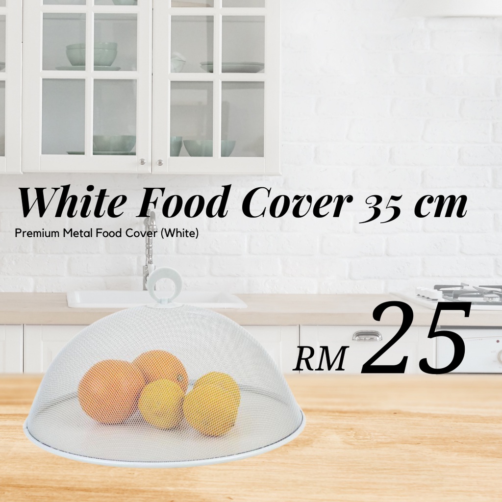 SSF WHITE FOOD COVER 35 cm (White metal food cover_ tudung saji ...