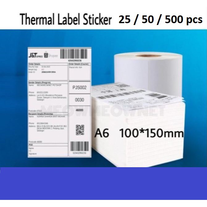 A6 Thermal paper sticker AWB 100*150mm Stack fold type airway Oilproof ...