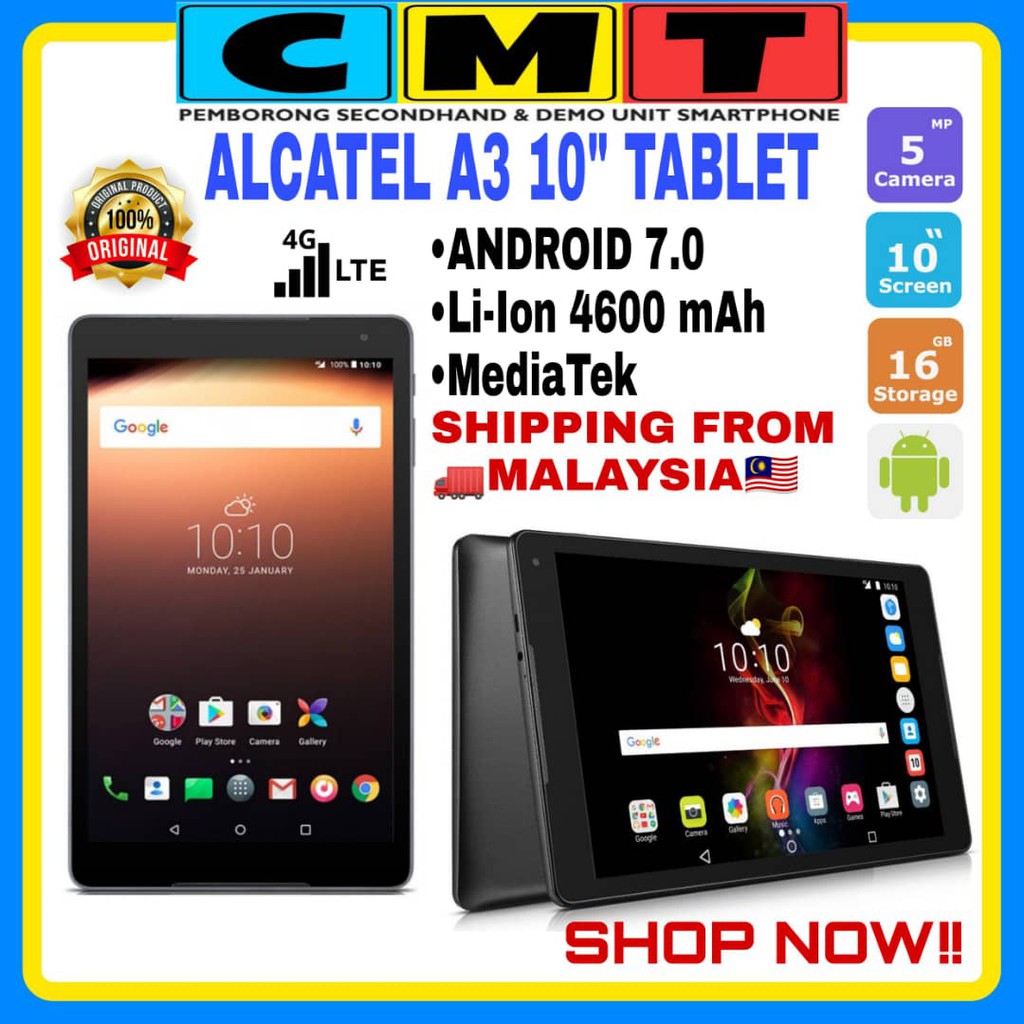 [READY STOCK] ALCATEL A3 10 9026 10.1inch Tab/Tablet Android(4G LTE)(100% ORIGINAL USED ...
