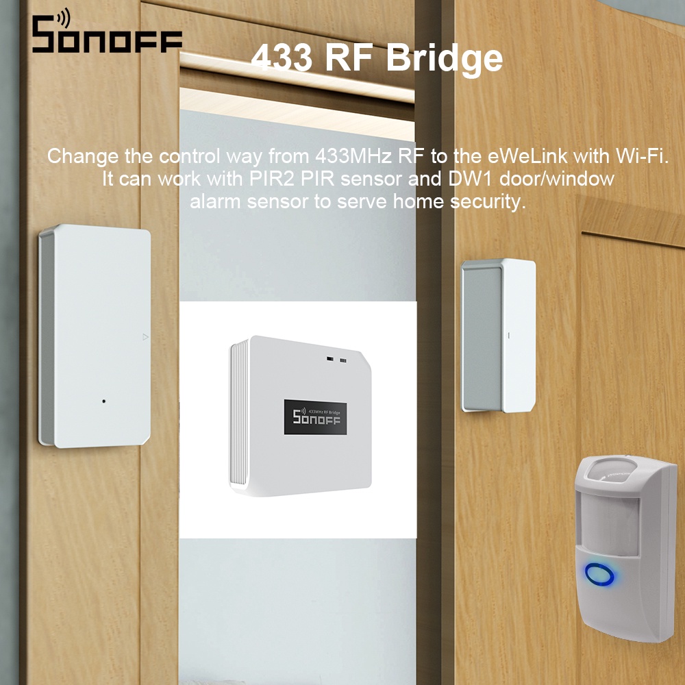 Sonoff RF Bridge 433MHZ Wifi Wireless Signal Converter PIR3 Sensor/ DW2 ...