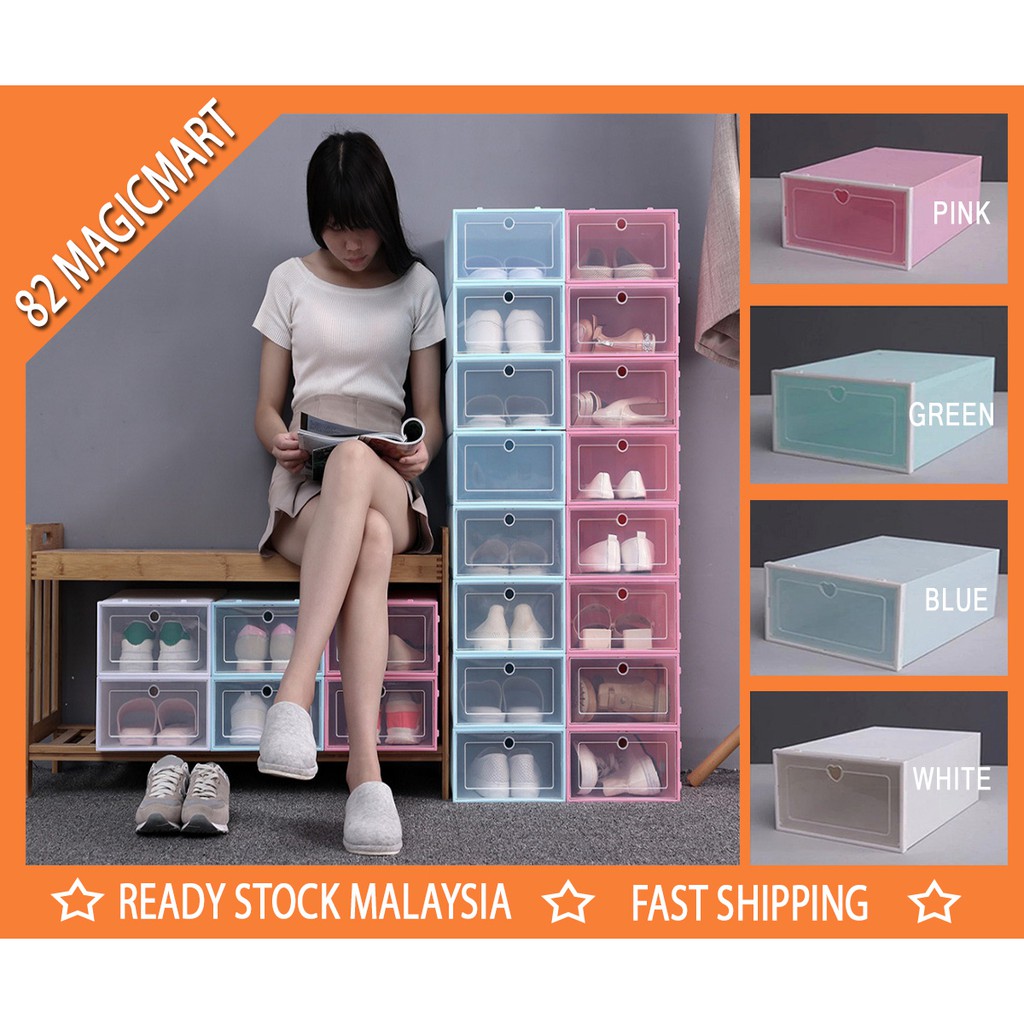 [Ready-Stock] Transparent Plastic Shoebox/Rak Kasut Plastik.. | Shopee ...