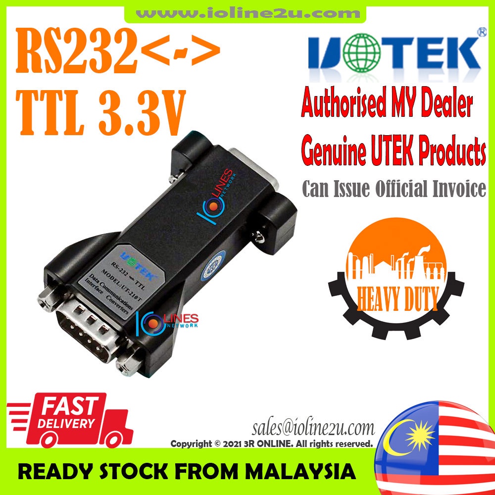 Genuine UOTEK UT-210T RS-232 to TTL output 3.3V DB9 Serial Converter Malaysia Official Reseller ...