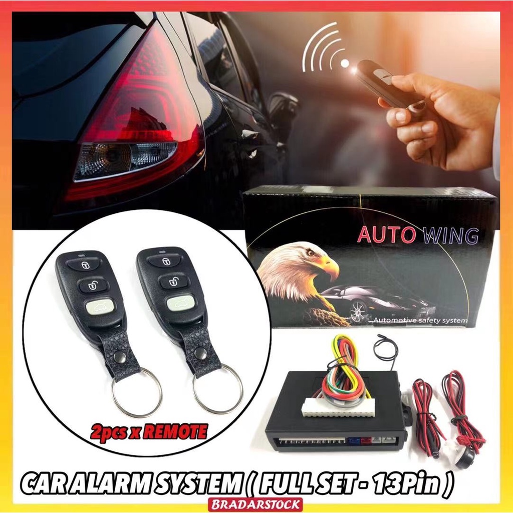 High Quality 12v 13Pin Car Alarm System 2Pcs Remote Full Set Central ...