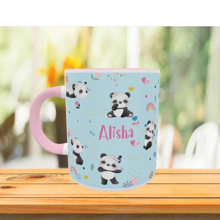 Cute panda Personalised Mug with Name/Text, birthday, gift, hadiah ...
