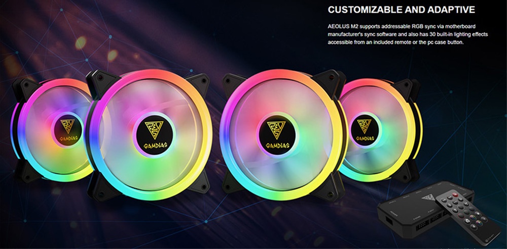 Gamdias AEOLUS M2 1204R 120mm RGB Case and Radiator 4-Fan Pack with Hub ...