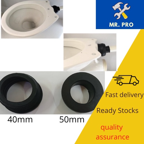 TOILET WC BLACK RUBBER CONE FOR LOWER LEVEL CISTERN PIPE / FLUSH PIPE ...