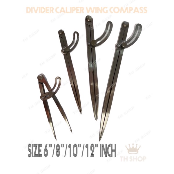 6”/8”/10”/12” Divider Caliper Wing Compass Metal Marking Circles ...