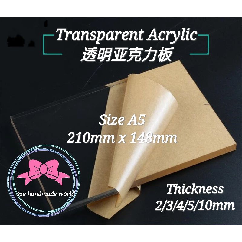 Acrylic sheet A5 (210mm x 148mm) 2/3/4/5/10mm | Shopee Malaysia