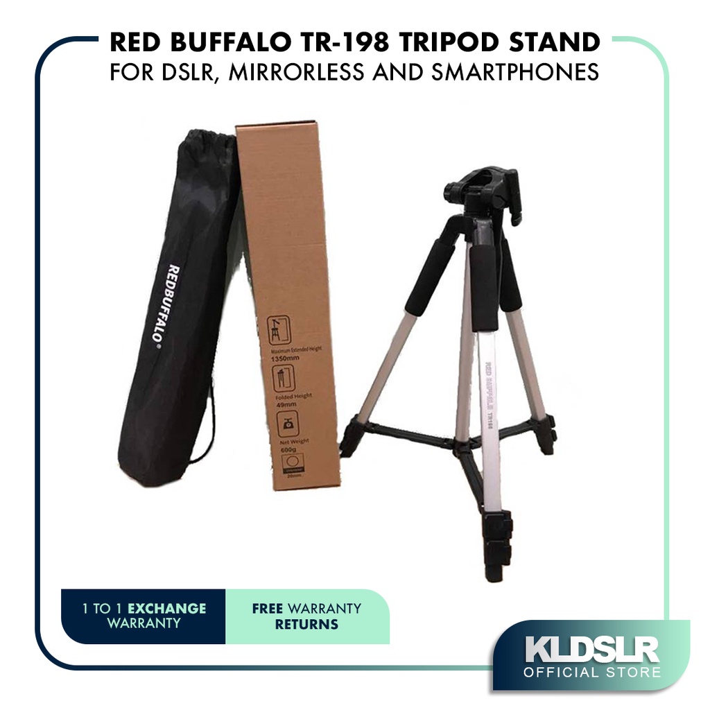 Red Buffalo TR-198 / TR198 Tripod Stand for DSLR/ Mirrorless / Smartphone /Action Camera ...