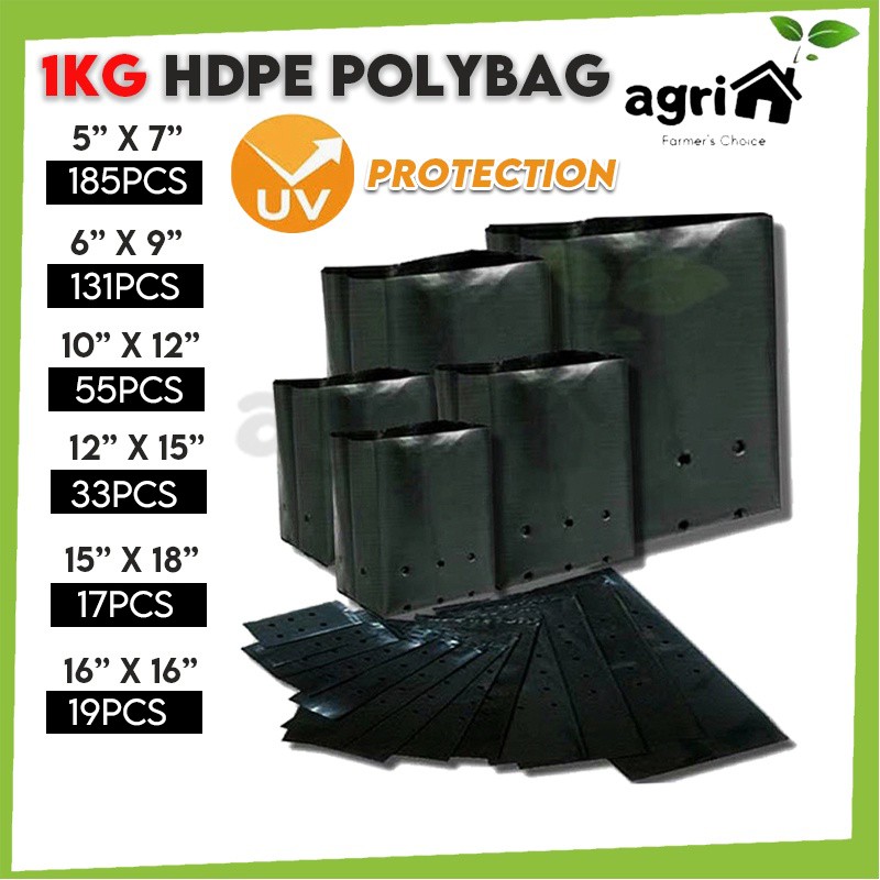 1 KG Black Polybag UV Thick Fertigasi Polibag Hitam Nursery Plastik ...