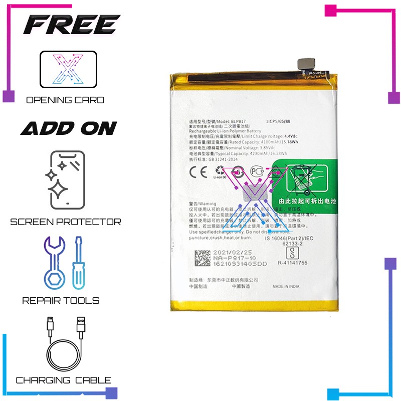 Battery BLP817 Compatible For Oppo A15 CPH2185 / A15S CPH2179 / A16K ...