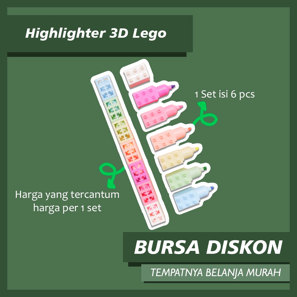 Highlighter 3D Lego Stabilo Textliner Marker Building Block Marker ...