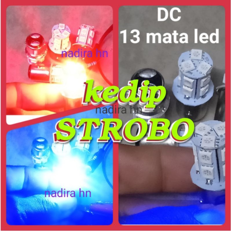 MERAH 13 LED STROBO FLASHING BRAKES BLUE / RED BRAKE LIGHTS STOPLAMP DC ...