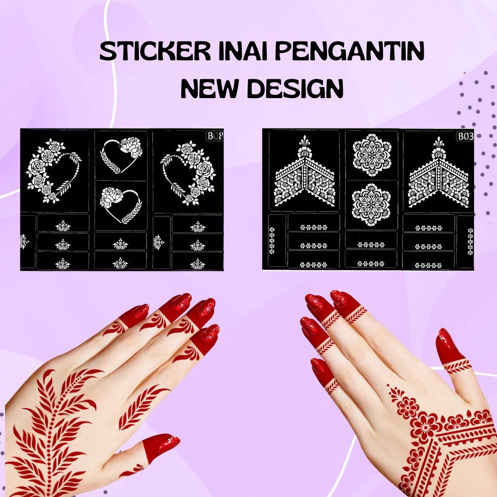 STICKER CORAK INAI EXCLUSIVE / HENNA STENCIL / STICKER INAI DIY ...
