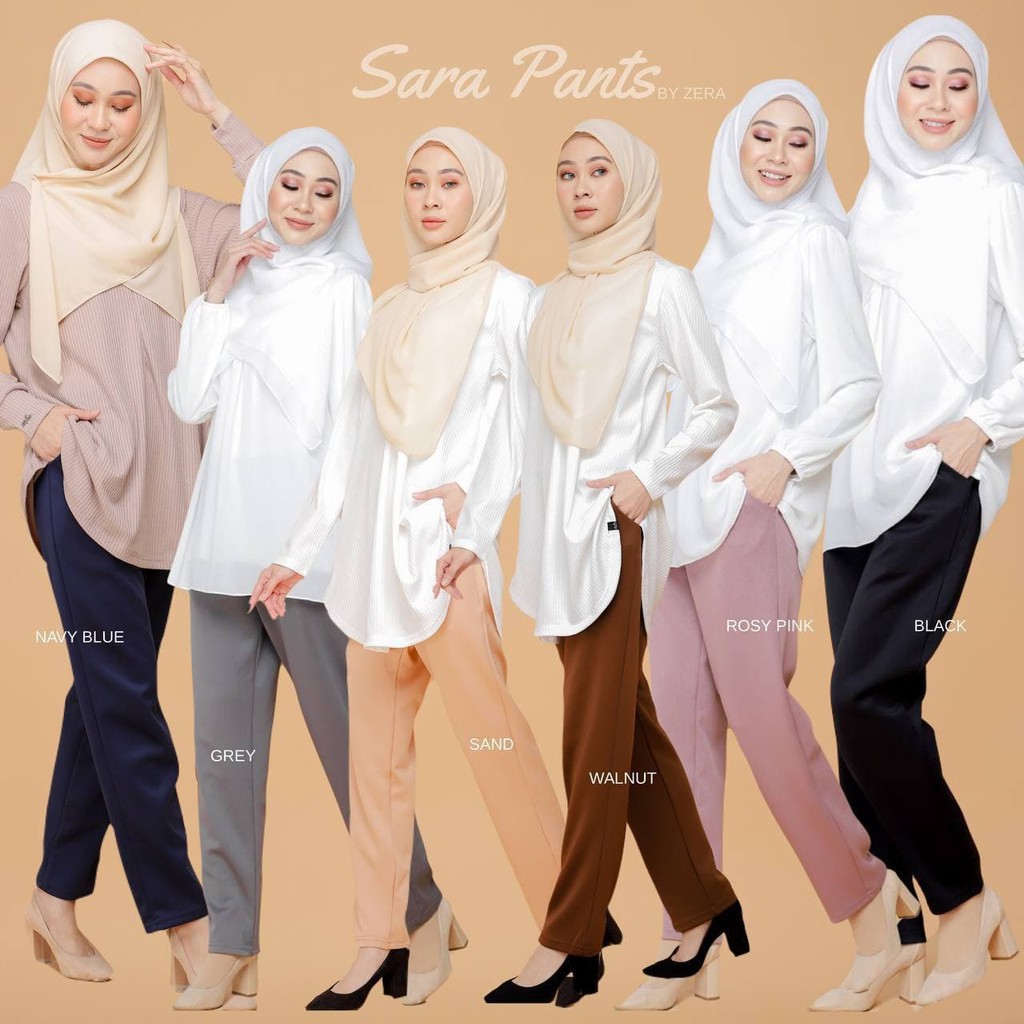(Z) Sara Pants Part1: Tapered Cut Ironless Stretchable Pants Seluar Tak ...