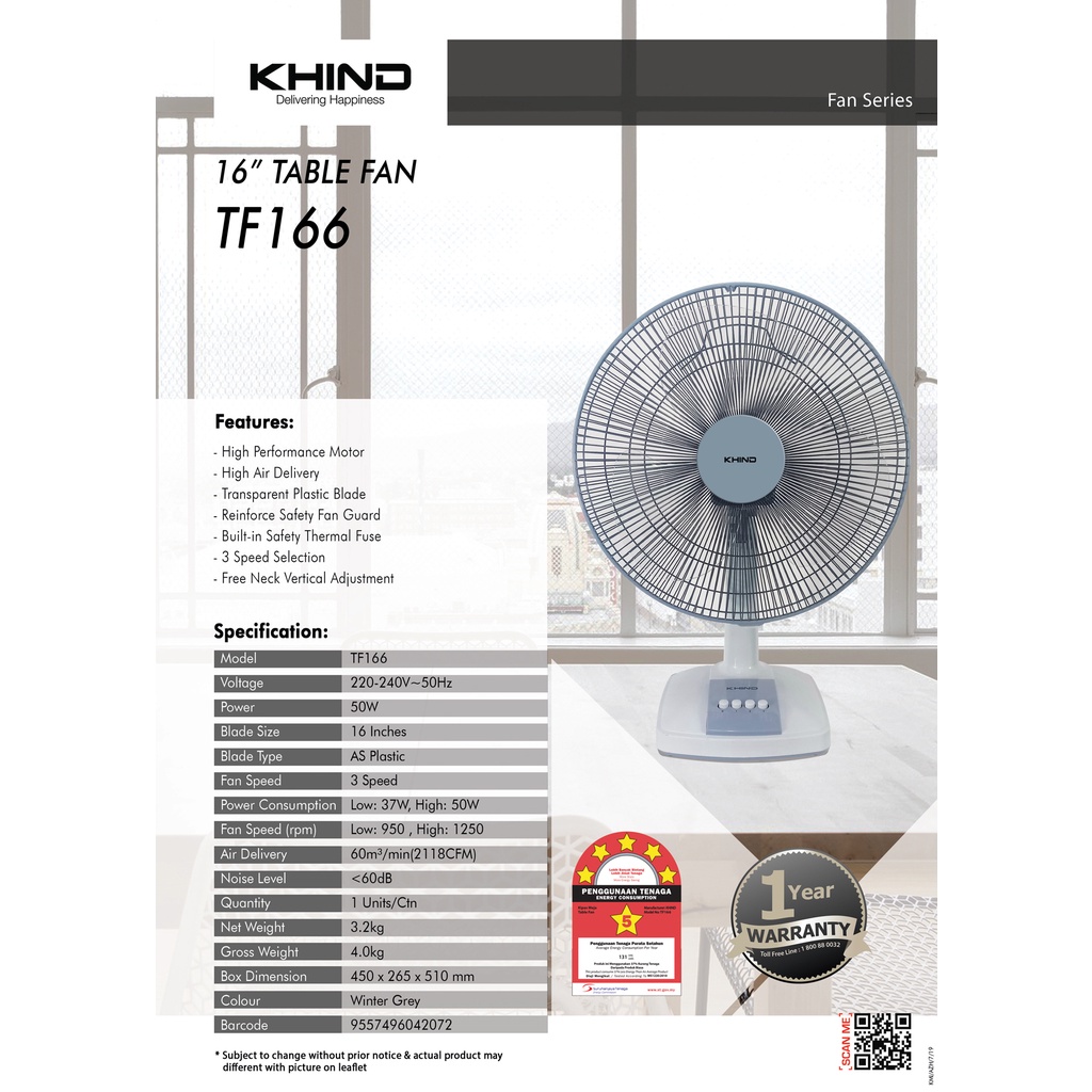 KHIND TABLE FAN Kipas Meja TF-166 TF166 NEW | Shopee Malaysia