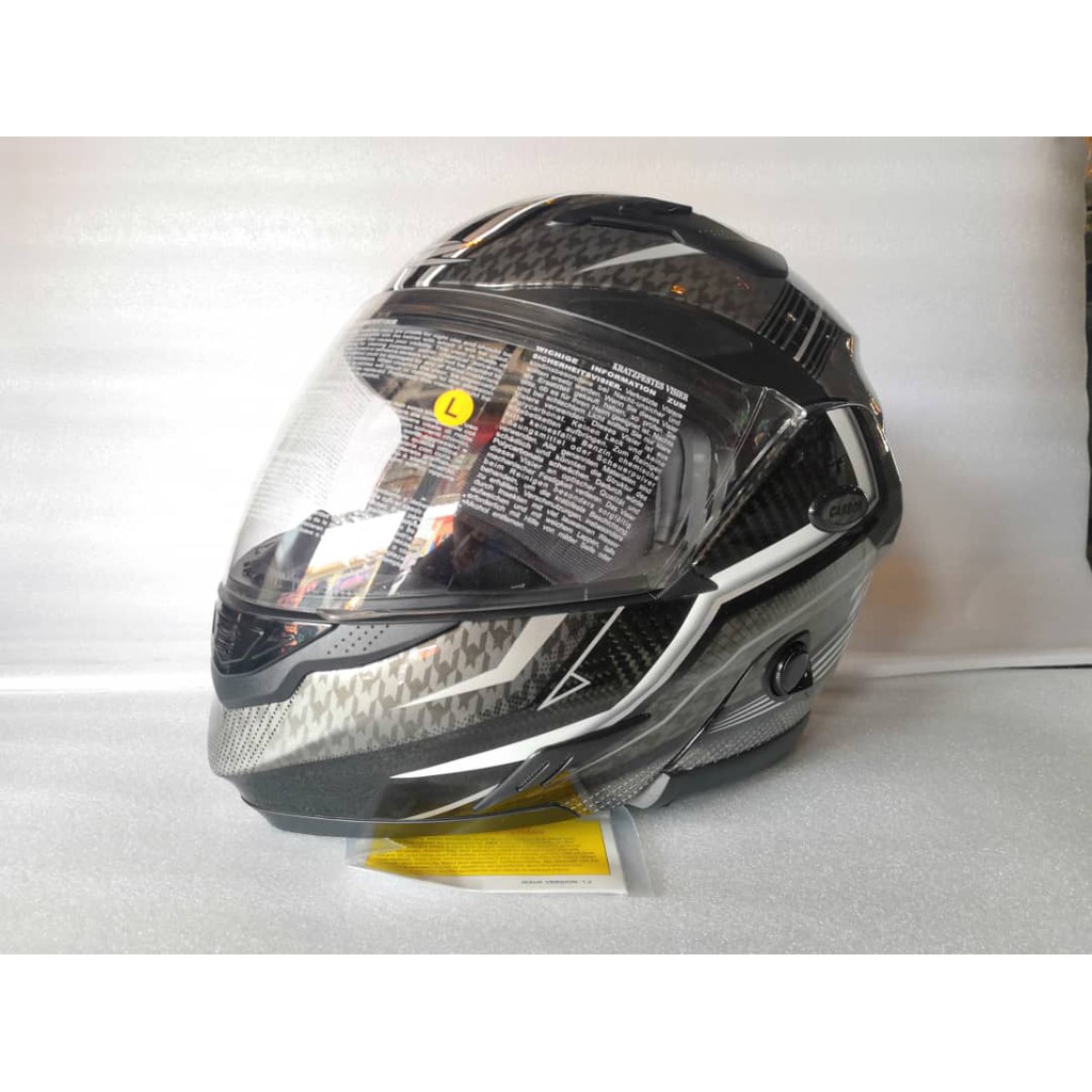 (READY STOCK MALAYSIA) ZEUS HELMET GJ3500 FULL CARBON SILVER CLEAR FLIP ...