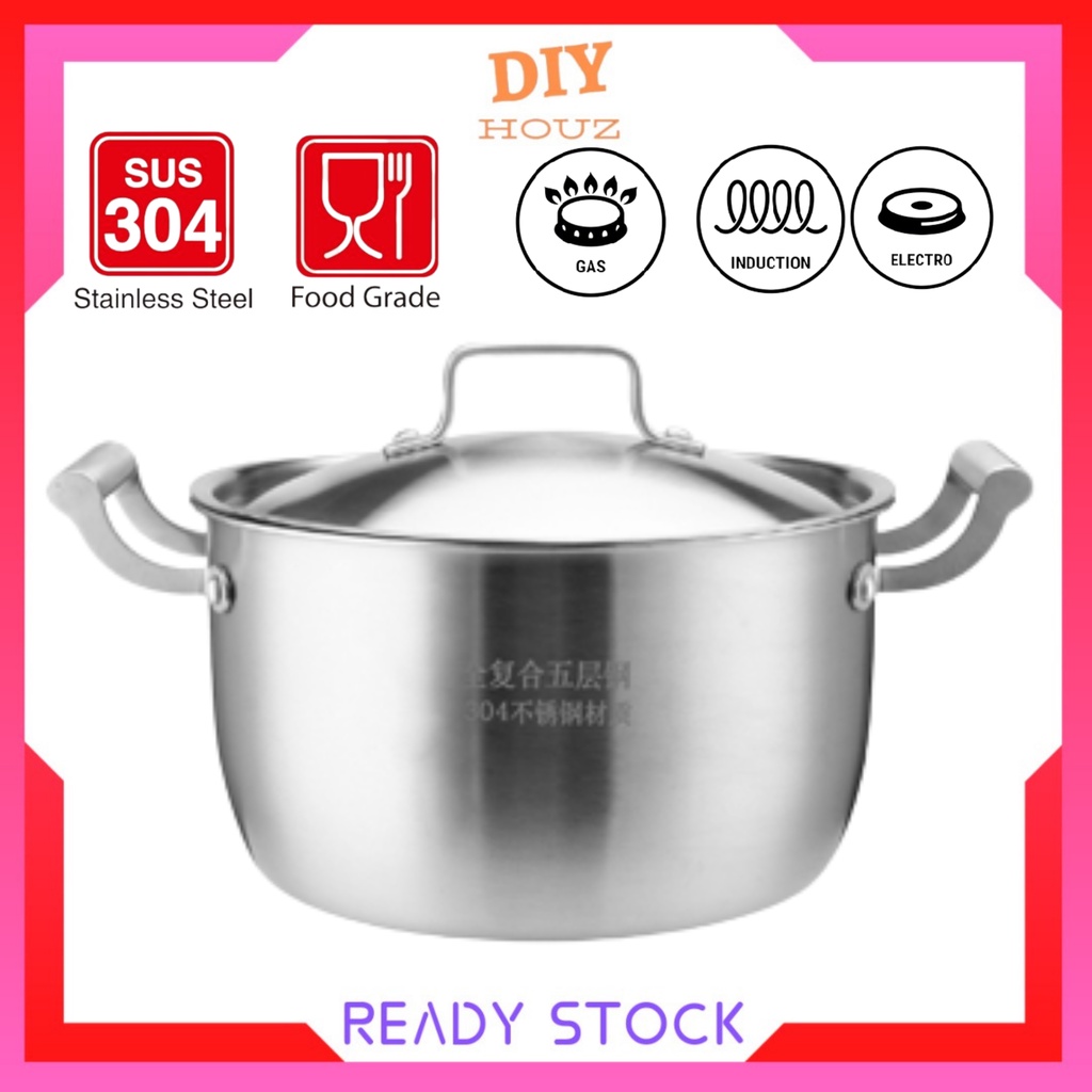 100% - SUS 304 # 5-PLY STAINLESS STEEL DOUBLE HANDLE SOUP POT WITH ...