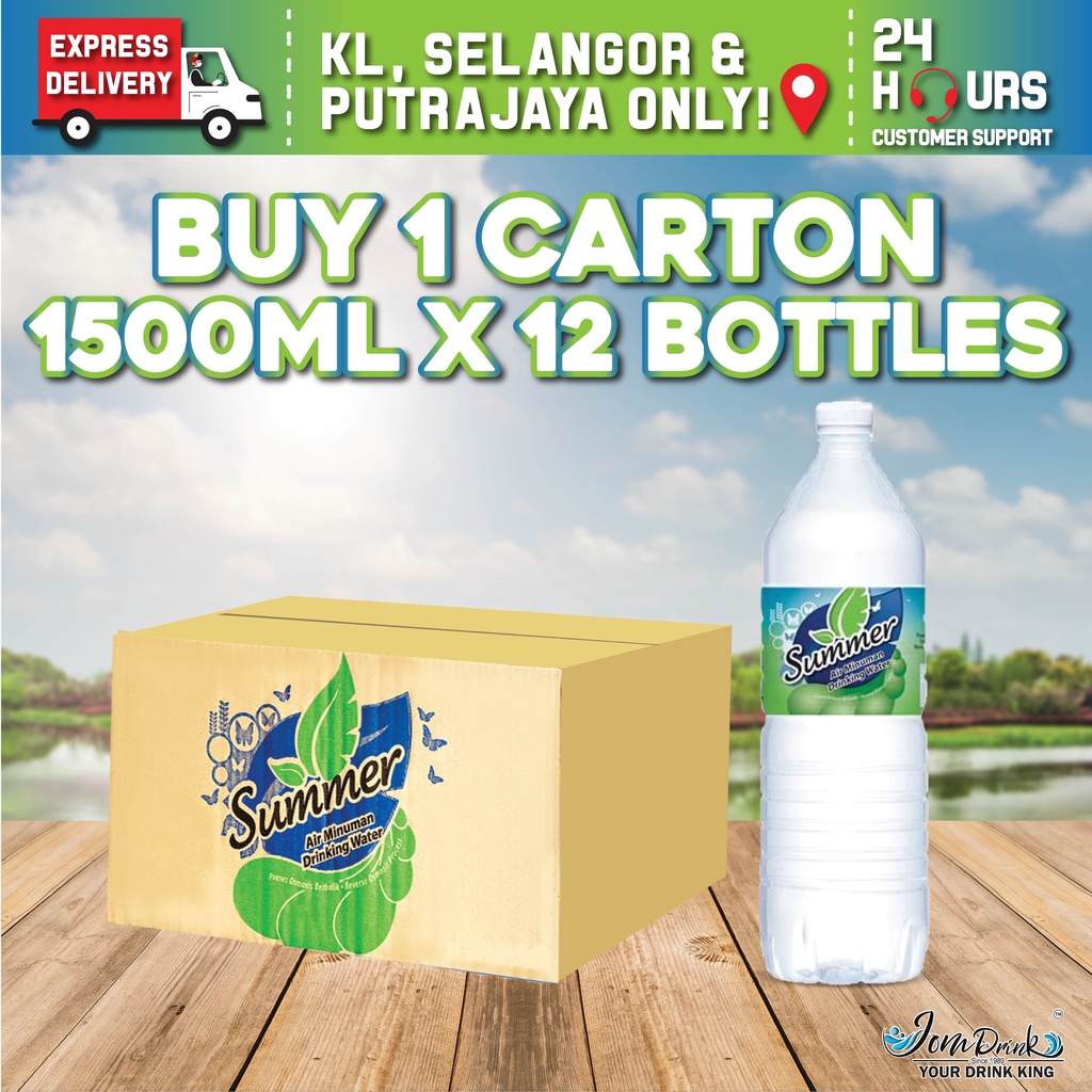 BUNDLE OF 1 CARTON : SUMMER DRINKING WATER 1500ML x 12 BOTTLES | Shopee ...