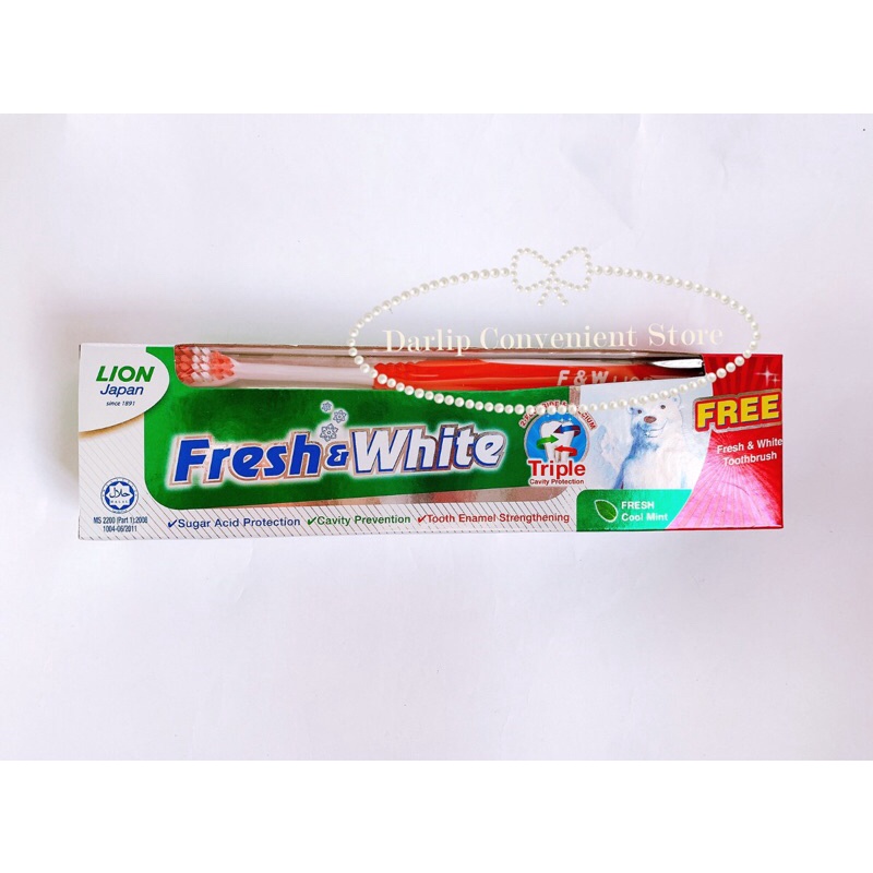LION Japan Fresh&White toothpaste fresh cool mint pudona segar 牙膏160g ...