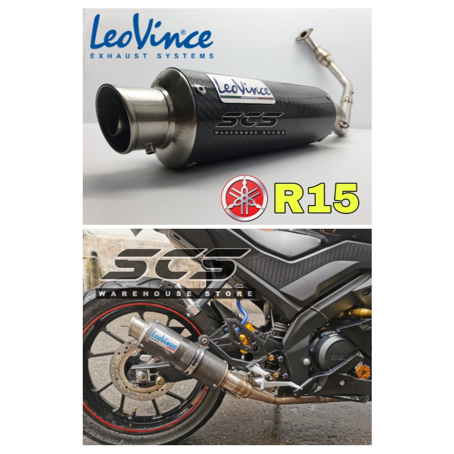 Exhaust LeoVince Yamaha R15 V3 MT15 R15M Tabung Carbon Fiber ...