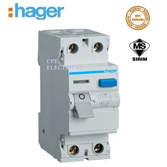HAGER CD240B 40A 2 POLE 30mA ELCB RCCB 100% ORIGINAL | Shopee Malaysia