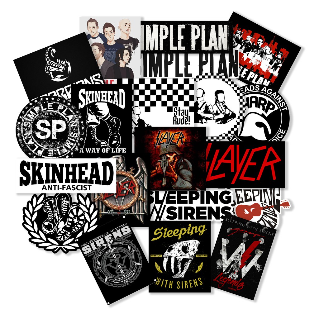 Sticker Band (18) Scorpions, Simple Plan, Skinhead, Slayer, Sleeping ...