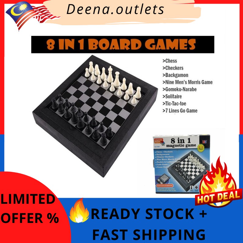 8 in 1 Game Games Mini Board Chess Backgamon Solitaier Tic Tac Toe etc ...