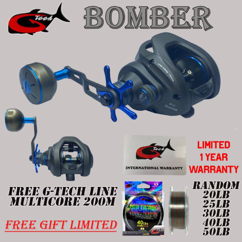 2022 G-TECH BC JIGGING REEL BOMBER 301HG (METAL BODY) WITH FREE GIFT ...