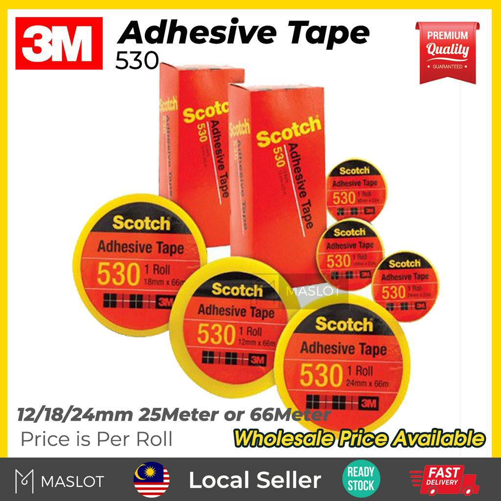 3M Scotch Home & Office 530 Adhesive Tape (12/18/24mm 25M or 66M) | Shopee Malaysia