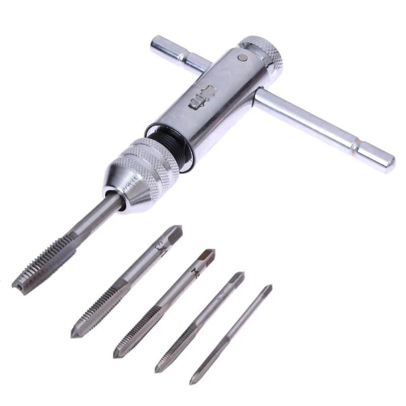 Adjustable T-Handle Ratchet Tap Wrench M3-M8 Metric Machine Screw Tap Kit Household Metric Die ...