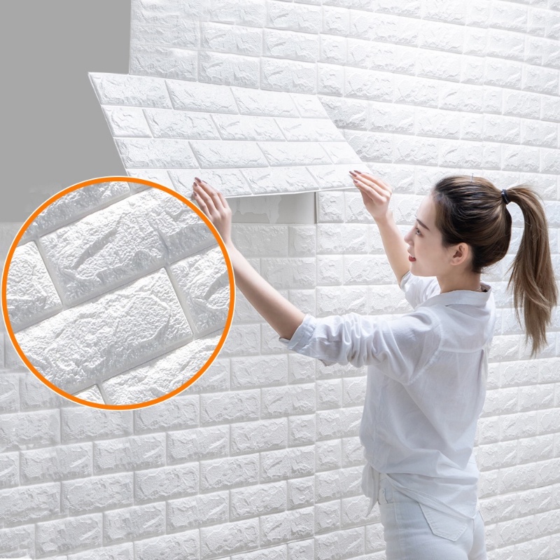 DIY design Self-adhesive Wallpaper bata batu brick Wall Sticker Foam ...