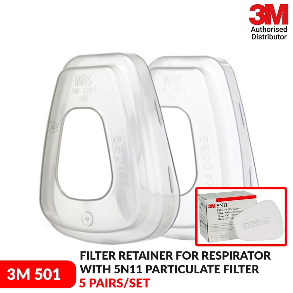 3M 501, Filter Retainer with N95 Particulate Filter 5N11, 5 Pairs/Set ...