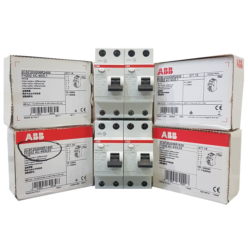 ABB Single Phase RCCB/ELCB (40A 30mA/0.03, 40A 100mA/0.1, 63A 30mA/0.03, 63A 100mA/0.1, 63A ...