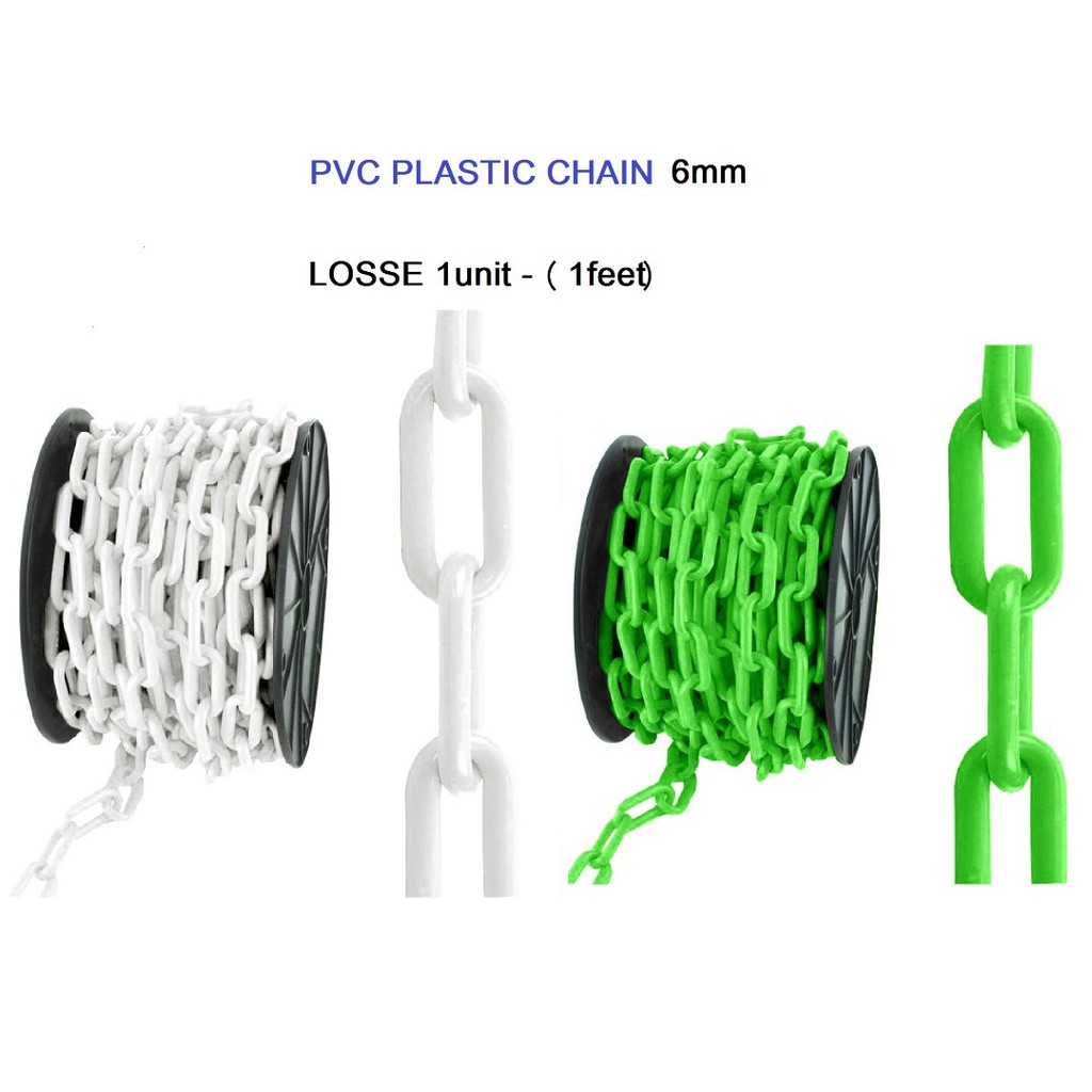 6mm PVC Plastic Chain / Lantai Plastik (White/Yellow) 1 FEET | Shopee ...