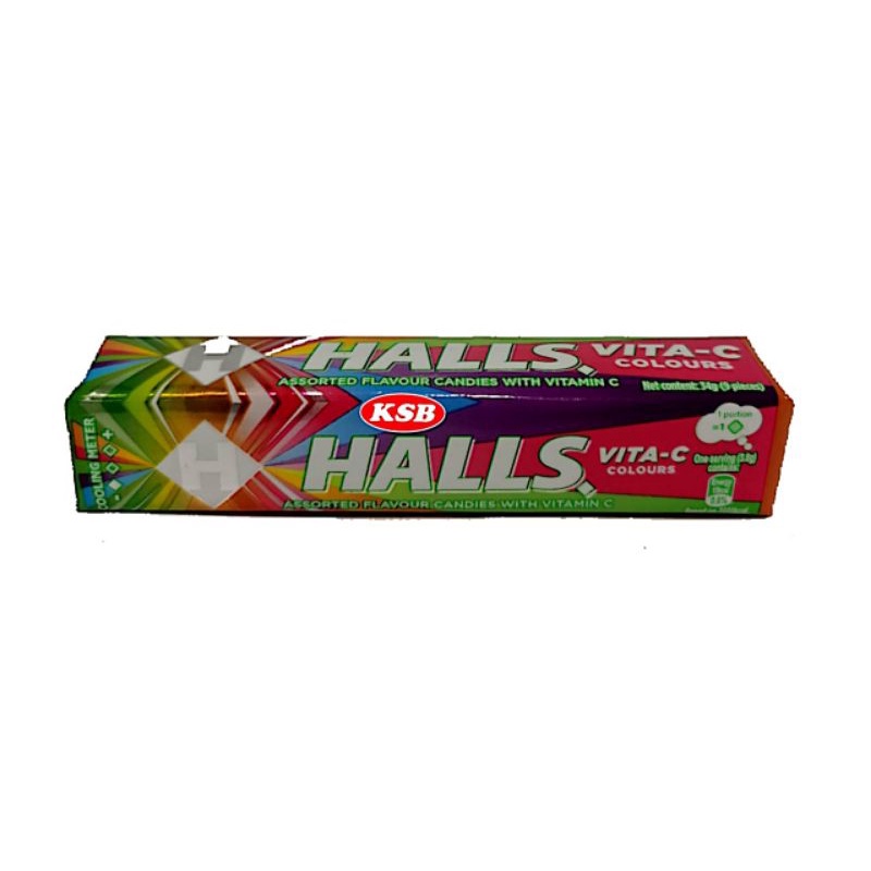 【34g】Halls Candy Mix Flavour Extra Strong/Menthol/Strawberry/Blueberry ...