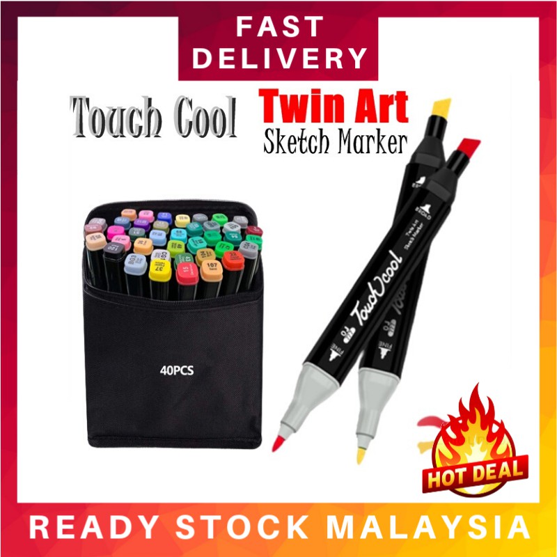 (HOT SALE)40pcs Touch Cool Colours Graphic Art Twin Tip Marker Pen ...