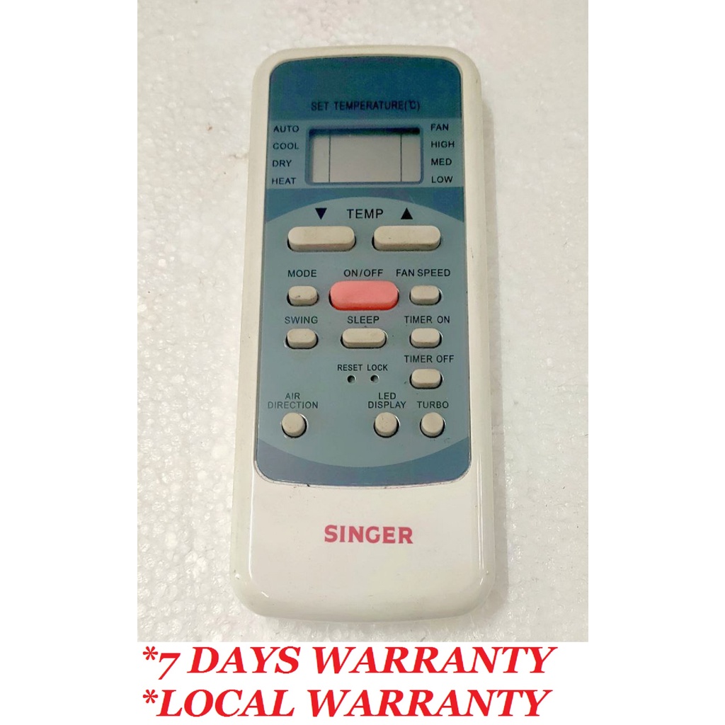 AC5090 AC5120 SINGER Remote Control Air Conditioner Air Cond (AC11 ...