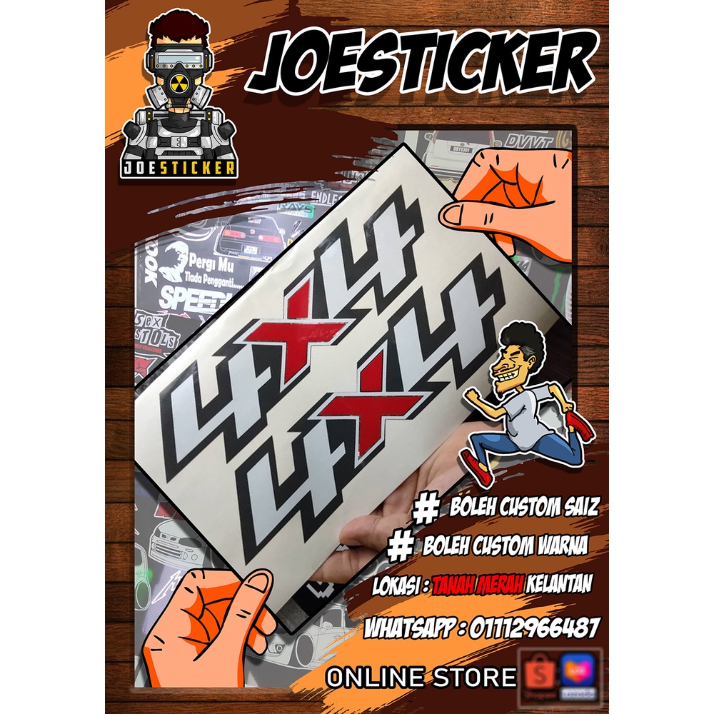 sticker 4x4 saiz 10.5x3inci (harga untuk sepasang) | Shopee Malaysia